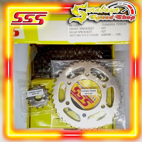 Jual SSS Chain Kit Gear Set Vixion OLD Gear Depan Belakang Rantai ORI SSS - Kota Surabaya ...