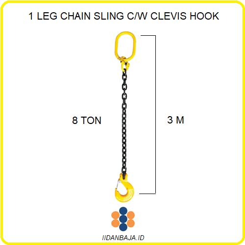 Jual 1 LEGS CHAIN SLING C/W CLEVIS HOOK. KAP 8 TON X 3 M ( RANTAI 1 ...