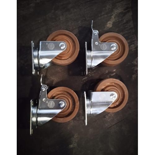 Jual Roda tahan panas 4 inch 2 putar 2 rem/ roda phenolic 4"/roda oven ...