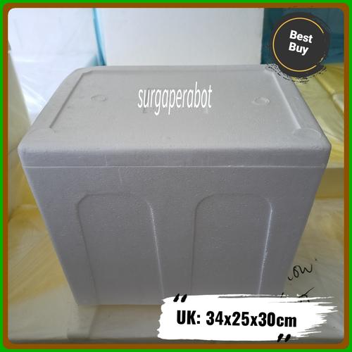 Jual Sterofoam Box Kotak Medium uk. 34x25x30 Styrofoam Bok Sayur Ikan ...