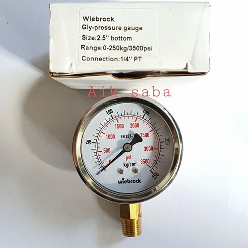 Jual wiebrock pressure gauge stainless 21/2" inch 0-250 bar (3500 psi ...