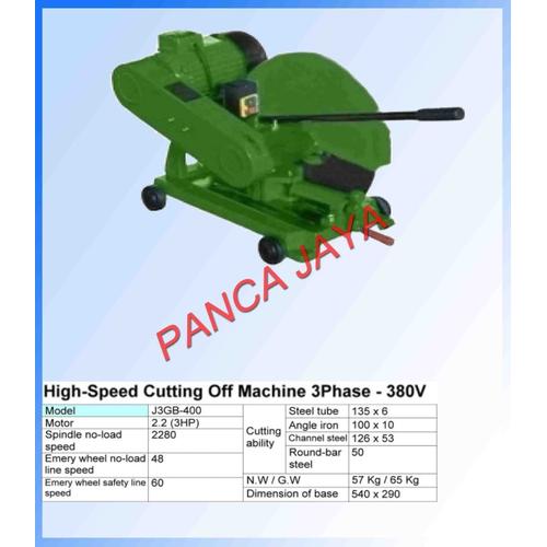 Jual HIGH SPEED CUT OFF MACHINE 3 PHASE J 3 GB 400 MESIN POTONG BESI ...