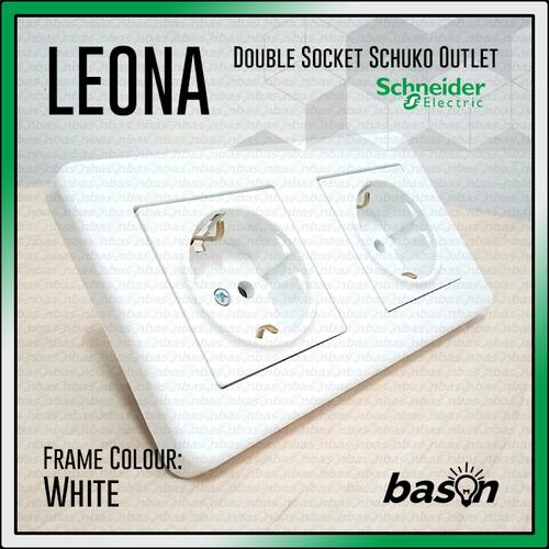 Promo SCHNEIDER Leona Double Socket Schuko Outlet - Stop Kontak Dobel ...