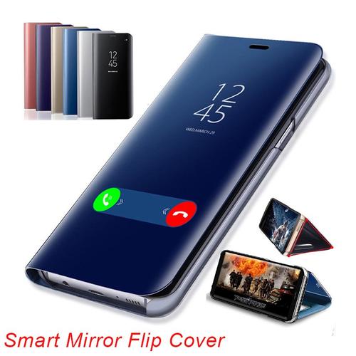 Jual Case Realme 8 pro 2021 Clear View Standing Flip Mirror - blue ...