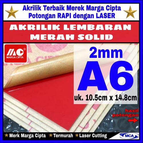 Jual AKRILIK lembaran MERAH SOLID 2mm A6 / Marga cipta / Acrylic ...