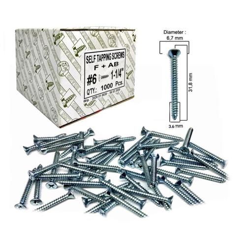Jual FAB #6x1-1/4" Skrup 3 cm Tapping Screw Sekrup Baut Mebel Kayu FH ...
