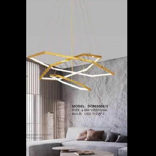 Jual lampu gantung modern minimalis LED Linear 3 Ring DCP-80090-3-GD ...