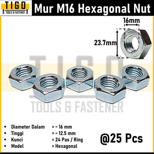 Jual Mur M16 Hex Nut Galvanis Putih Mur Hexagonal - Jakarta Selatan ...