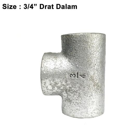 Jual VLOK TEE 3/4 X 1/2 INCH GALVANIS / VTEE DRAT DALAM BESI GALVANIS ...