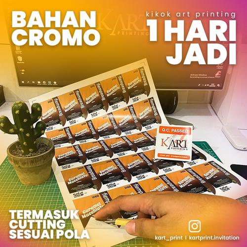 Jual STIKER LABEL BAHAN CROMO CETAK atau PRINT olshop makanan minuman ...