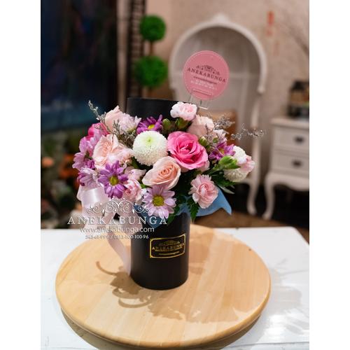 Jual Flower Box Bunga Asli Vas Kotak Fresh Rose Flower Pot Hitam ...