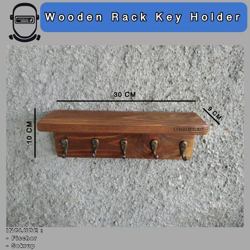 Jual Key Holder Rak Gantungan Kunci Dinding Kayu Solid Minimalis ...