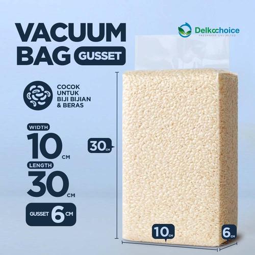 Jual PLASTIK VACUUM VACUM VAKUM GUSSET BERAS DELKOCHOICE 10X30 - GUSSET ...