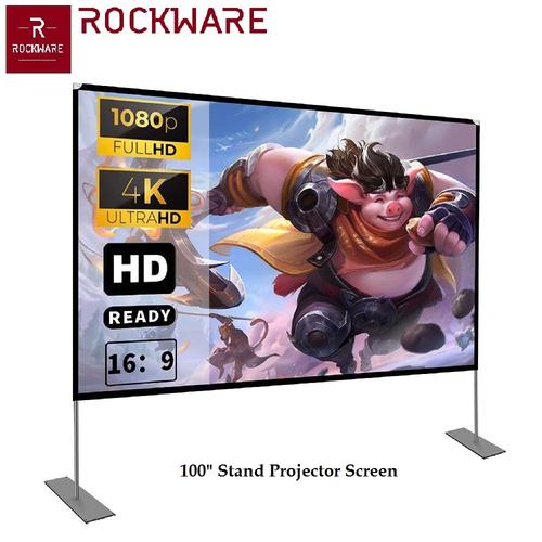 Jual ROCKWARE Stand Projector Screen 100-inch Layar Proyektor Polyester ...