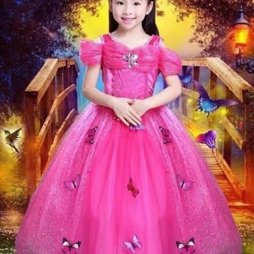 Jual DRESS BAJU COSTUME GAUN DISNEY PRINCESS CINDERELLA PINK LENGAN ...