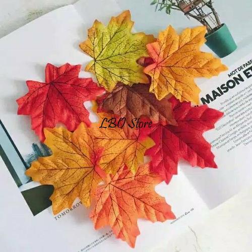Promo Daun Maple Artificial Ornamen Property Photo Dekorasi Foto Autumn ...