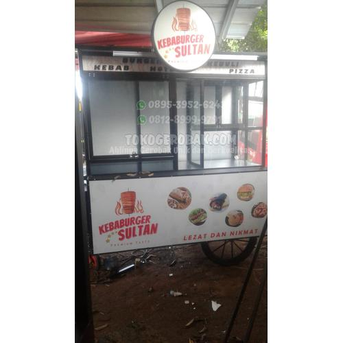 Jual Gerobak Alumunium Hitam Kebab Murah Roda Besar Plus Neon Box ...