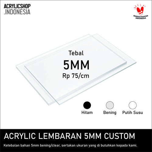Jual Acrylic/Akrilik 5mm Lembaran Custom/Ecer/Potongan Mika Lembaran ...