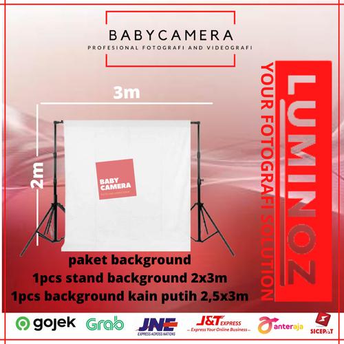 Jual paket stand background foto putih 2,5 x 3 meter + stand background ...