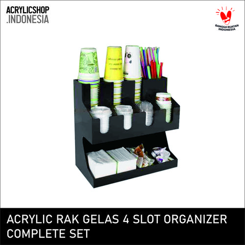 Jual Rak Acrylic/Akrilik Paper Cup Organizer Complete Set 4 Slot 9 Oz ...