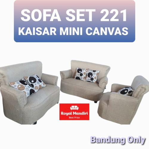 Jual SOFA 221 Kaisar Mini Canvas FREE 5 buah Bantal Sofa + Meja Oval ...