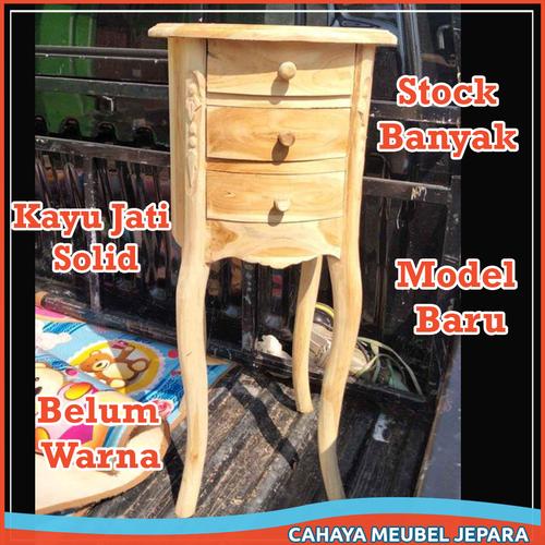 Jual Nakas Bundar 3 Laci Kayu Jati Untuk Meja Pojok dan Pot Bunga ...