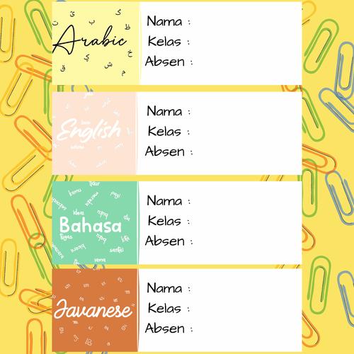 Jual 12-15 Pcs Costum Stiker/Label Mata Pelajaran (Mapel) + Nama SD,SMP ...