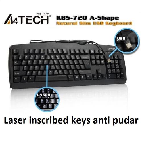 Jual Keyboard A4Tech KBS-720 Keyboard USB - Laser inscribed keys anti ...