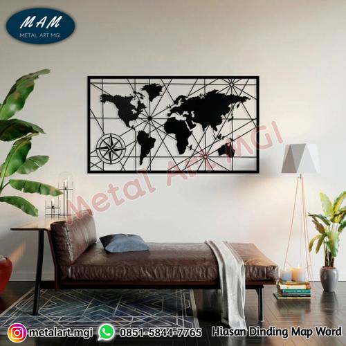 Jual hiasan dinding mewah peta dunia METAL WALL DECOR - Kab. Garut - DQ ...