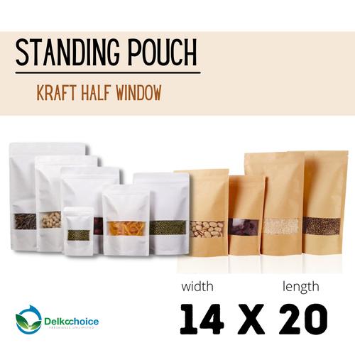 Jual STANDING POUCH ZIPLOCK KRAFT HALF WINDOW DELKOCHOICE 14X20 ...