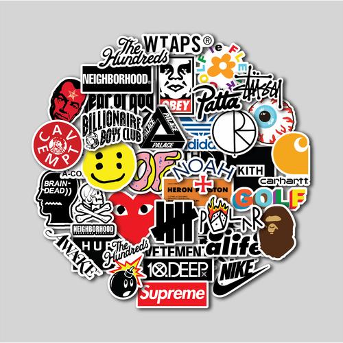 Jual STICKER LOGO BRAND STREETWEAR, STICKER HELM LAPTOP VINYL STICKER ...