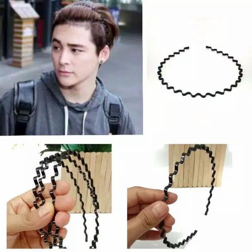 Jual bando kawat ombak /bando spiral besi pria dan wanitaa - hitam ...