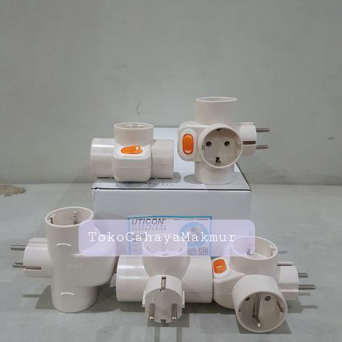 Jual UTICON Steker T Arde + Saklar SC-382 / Stop Kontak 3- Soket / Plug ...
