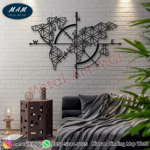 Jual hiasan dinding mewah word map batik METAL WALL DECOR - L - Kab ...