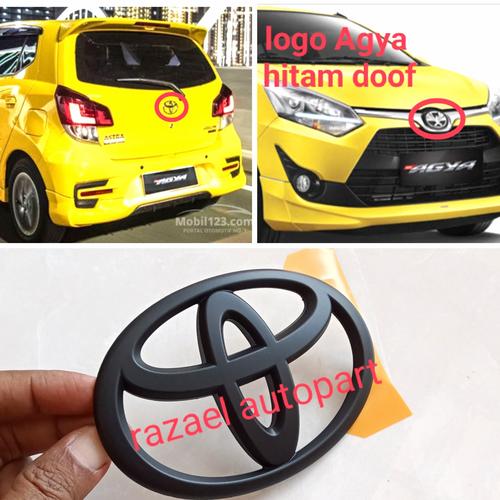 Jual logo Toyota hitam doof,logo Agya untuk depan dan belakang ukuran ...