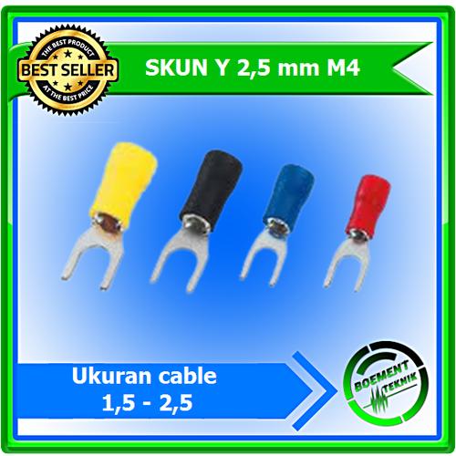 Jual Kabel Skun Y 2.5mm M4 Sekun Garpu ukuran cable 1,5-2,5 mm - Kuning - Kab. Bekasi ...
