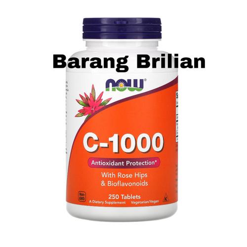 Jual Now Foods Vitamin C 1000 mg 250 tab cap Sustained Bioflavonoids ...