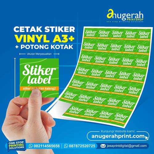 Jual Cetak Stiker Label Produk Makanan Vinyl Custom Potong Kotak ...