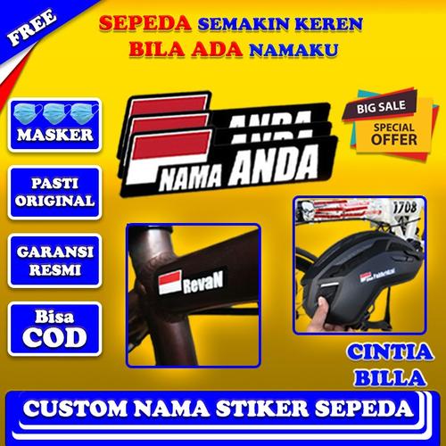 Jual Custom Stiker Sepeda Cutting Nama Dengan Bendera Indonesia DS06 ...