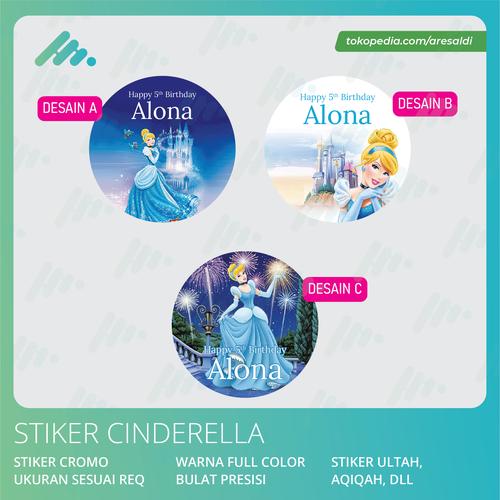 Jual label stiker CINDERELLA Ulang Tahun Anak - sticker ULTAH bisa ...