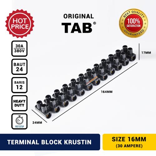 Jual Terminal Blok Krustin 16mm 30Ampere Hitam TAB Klustin Plastik ...
