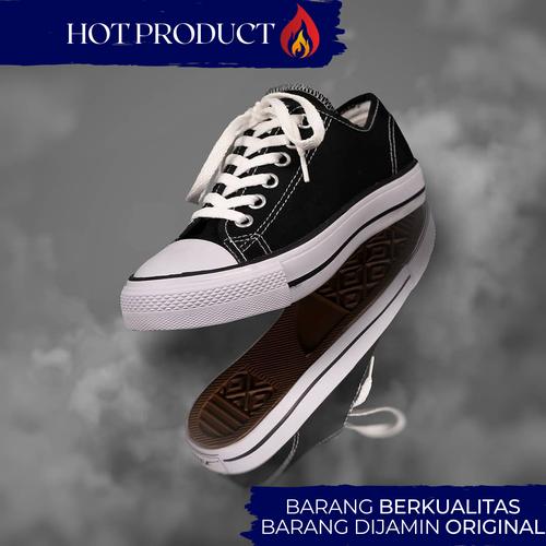 Jual Sepatu Sekolah Johnson BASIC LOW BLACKWHITE Sneakers Pria Wanita ...
