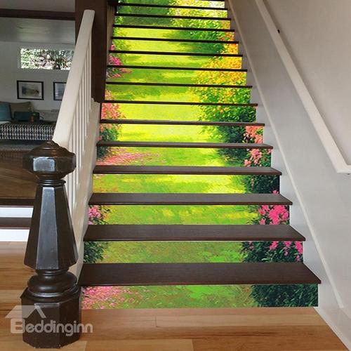 Jual Wallpaper Tangga 3D Custom Ritrama Glossy Taman Bunga 1M Tipe 26 ...