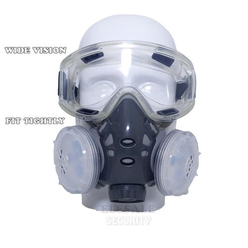 Jual Masker CAT / Masker Gas Respirator Anti-Debu kimia + kacamata lab ...