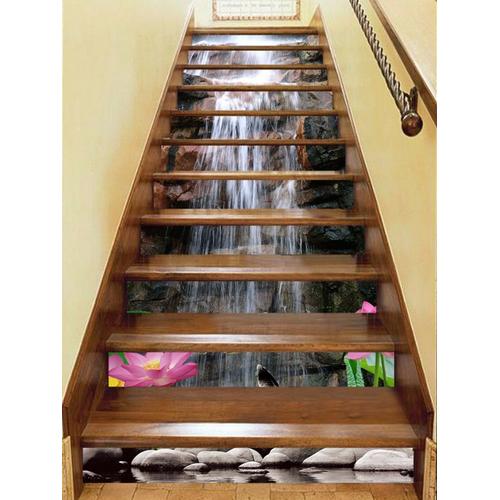 Jual Wallpaper Tangga 3D Custom Ritrama Glossy Air Terjung Bunga 1M ...