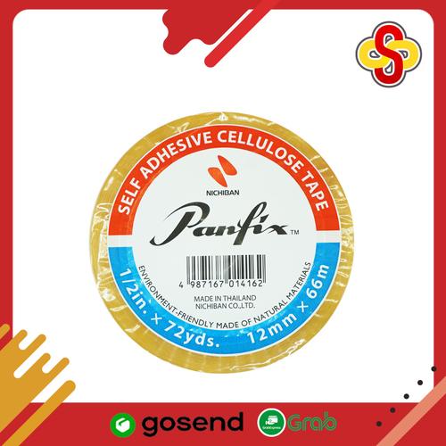 Jual Isolasi Panfix 1/2 inch x 72 yard Self Adhesive Cellulose Tape ...