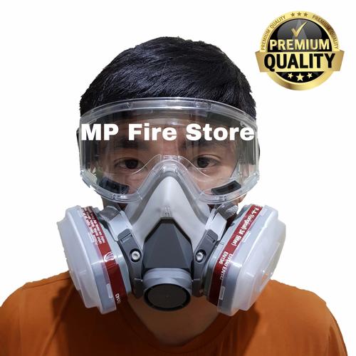 Jual Full Face Mask Gas Respirator Masker Dust Double Filter Pemadam ...
