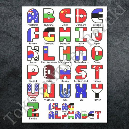 Jual Poster Mengenal Huruf Abjad Alfabet Bendera Alphabet Flag Paper ...