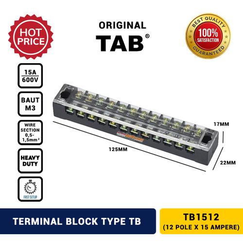 Jual Terminal Blok Kabel 15A x 12Pole Terminal Block TB1512 TAB ...