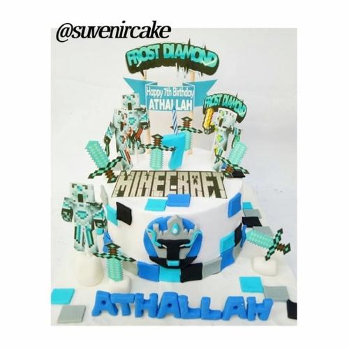 Jual cake minecraft/minecraft cake/kue ulang tahun mine craft/mine ...